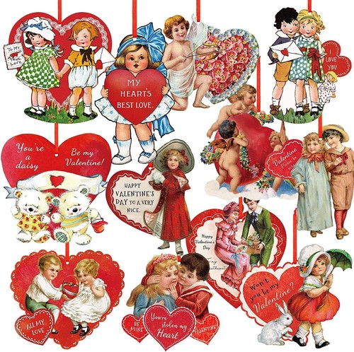 48PCS Vintage Valentines Day Cutouts, Retro Valentine Cut outs ...