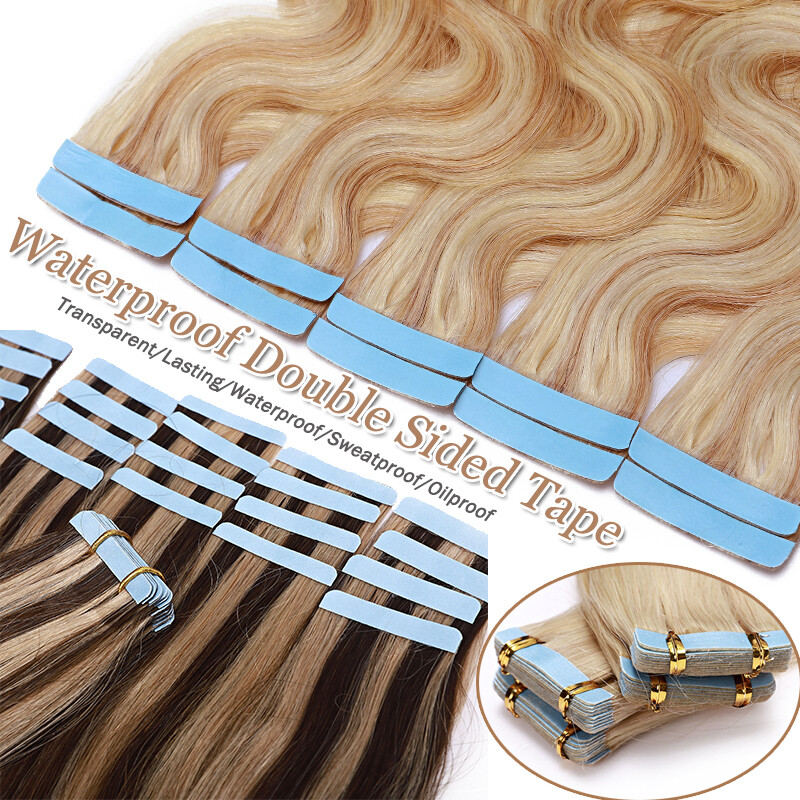 60PCS 80PCS Invisible Tape In Real Remy Human Hair Extensions 22" 200G Full Head | eBay