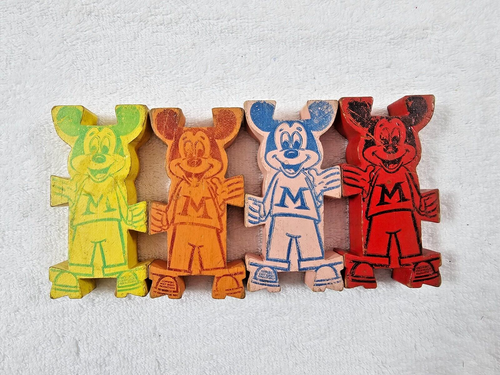VTG Mickey Mouse Disney Acrobats Wood Building Blocks Toy Strombecker ...