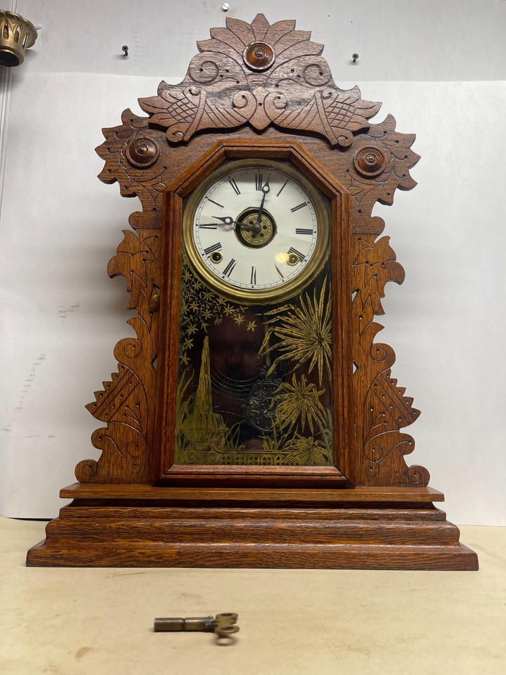 ANTIQUE E. INGRAHAM MANTEL/SHELF CLOCK 8 DAY TIME/STRIKE | eBay