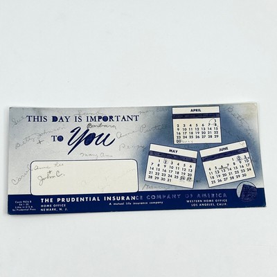 1950 Blotter Card Prudential Insurance Company Newark NJ SC6 | eBay