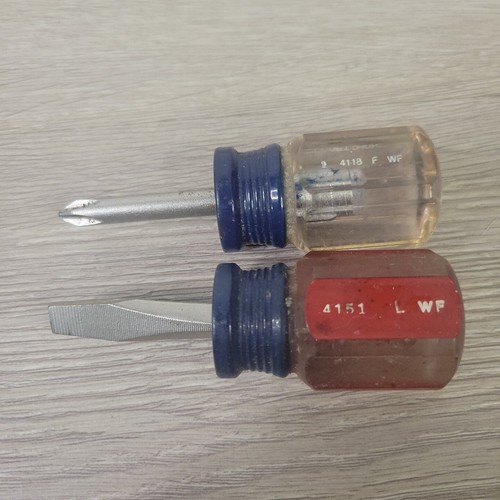 CRAFTSMAN Stubby Screwdrivers 4151 L WF 1/4" Slotted & 4118 F WF No. 2 ...