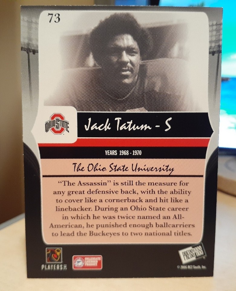 2006 Press Pass Legends Jack Tatum #73 OHIO STATE BUCKEYES PITTSBURGH ...