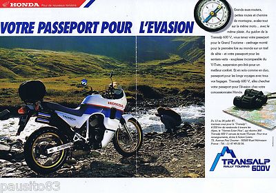 PUBLICITE ADVERTISING 075 1988 TRANSALP rally touring 600v moto HONDA ...