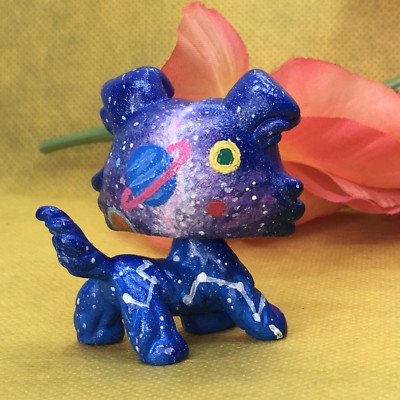 Mini Toy Pet Shop, Blue Galaxy Dog Puppy, Collie OOAK Custom Hand ...