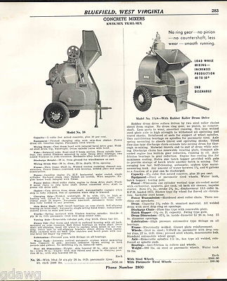 1941 ADVERT Kwik Mix Trail Mix Concrete Mixer Road Scraper Dump Cart | eBay