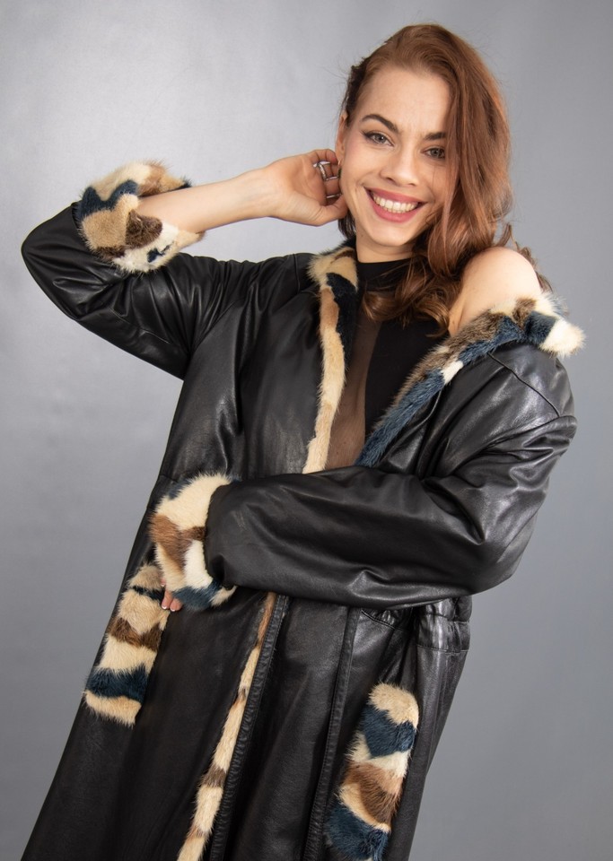 16739 GORGEOUS REVERSIBLE REAL MINK COAT FUR VERY LONG BEAUTIFUL LOOK ...