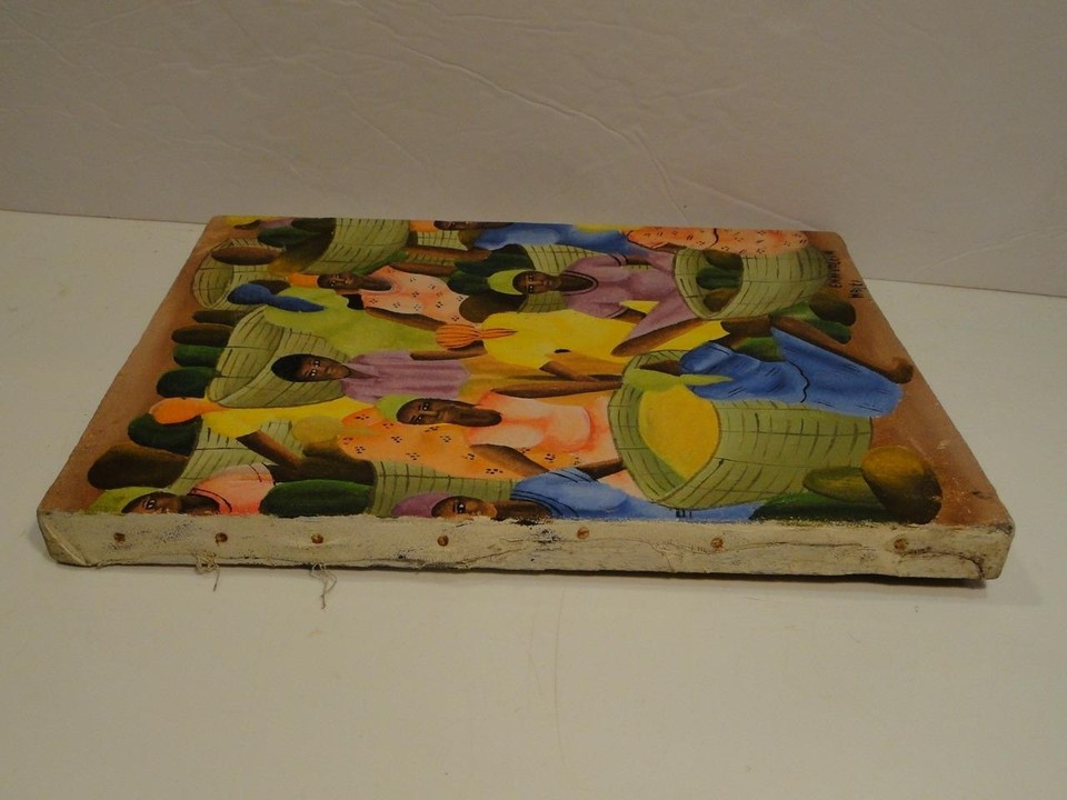 Original 9x12" Haiti Artwork by Emm Valcin Haitian Art Village People ...