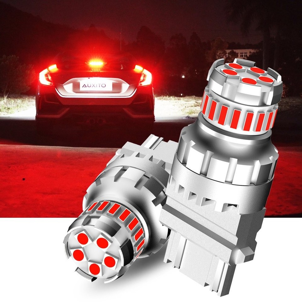 AUXITO CANBUS 3157 3156 Red LED Brake Tail Stop Signal Light Flash ...