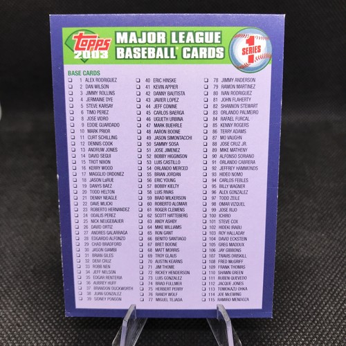 Checklist 2003 Topps #1/3 Baseball Card MLB (1-232) | eBay
