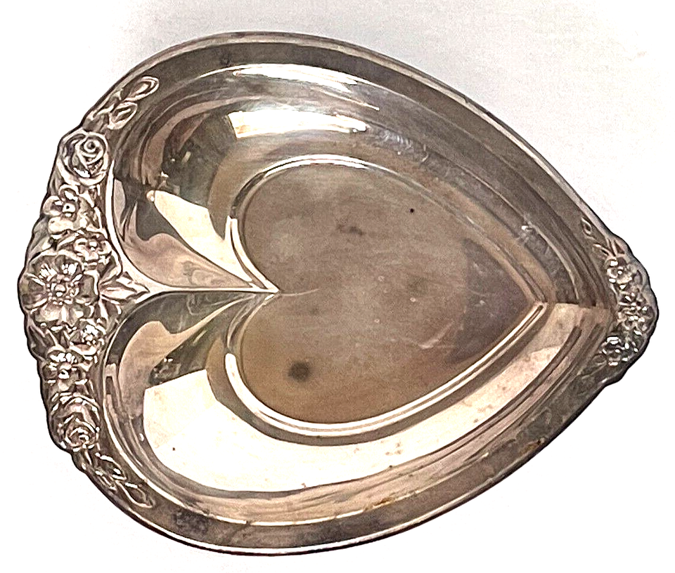 International Silver 648 Laurel Mist Heart Shaped Silverplate Dish 290 ...