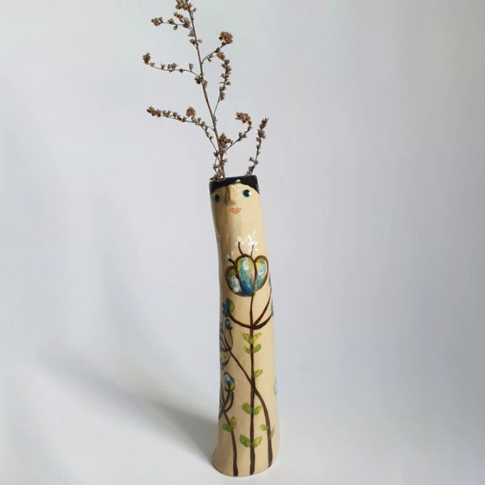 Character Hand Painted Bohemian Style Vases Spring Bud Vases Living ...