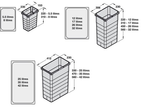 Replacement Inner Waste Bin ONLY Bins Capacity: 5.5 - 42 litres of ...