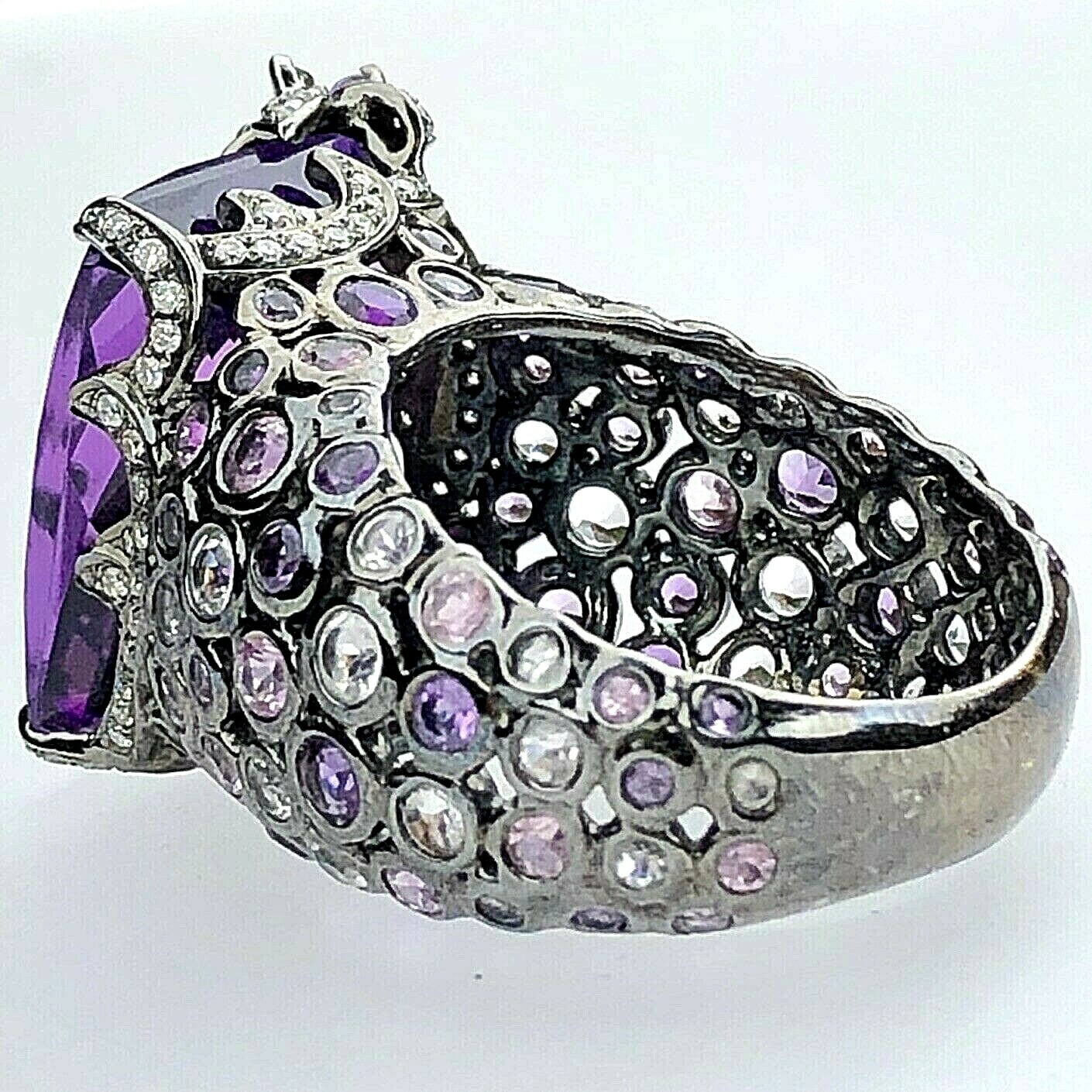 Vintage Diamond Pink Sapphire Ring Estate Fine Jewelry Pre-Owned 18K ...