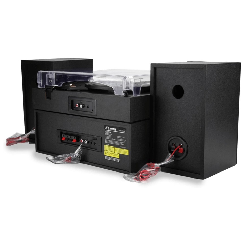 Victor Geneva 5-in-1 Desktop Music Center w 3-Speed Record Player and ...