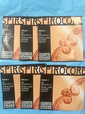 6 Piece Spirocore Violin Chrome Wound Single E Ball end for 4/4 G-206 ...