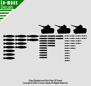 Set Of 53 Bombs And 3 Tanks Military Aircraft Kill Markings Die Cut ...