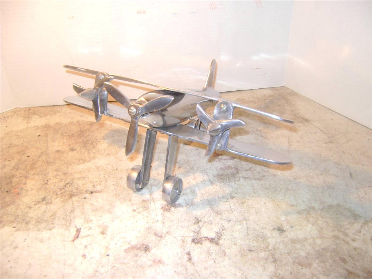 Polished Aluminum Bi Wing Airplane Model | eBay