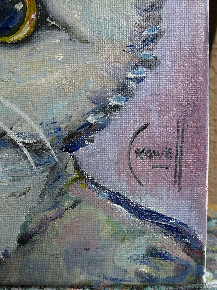 SNEAKY the CAT pet Big Eyes oil painting 8x10 canvas original signed ...