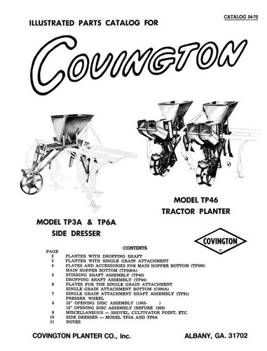 SERVICE PARTS MANUAL Covington Planter TP3A, TP6A & TP46 Side Dresser ...
