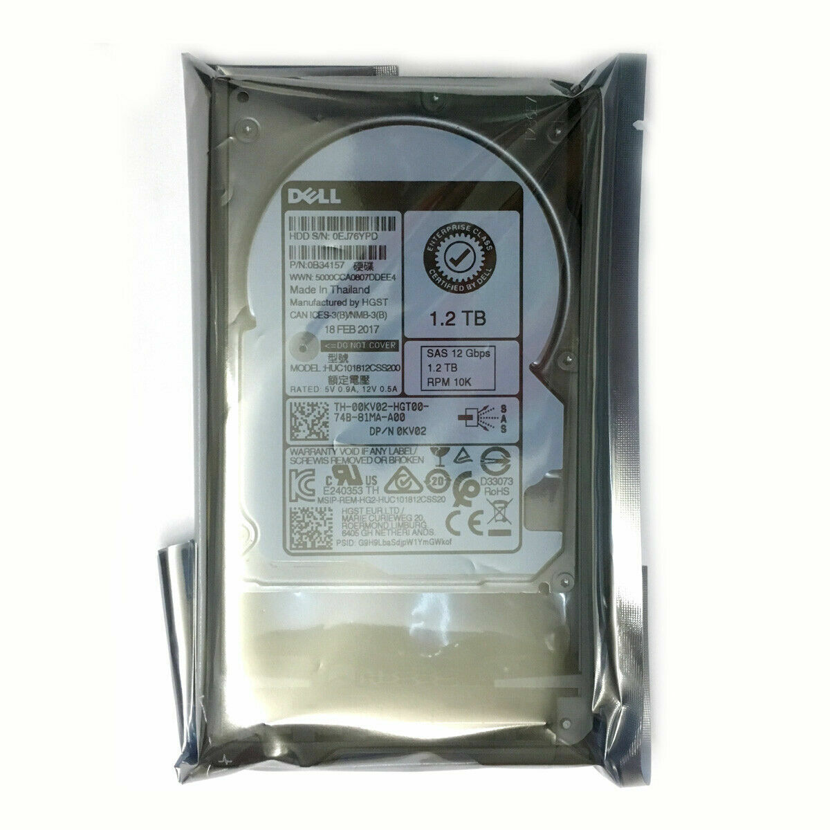 0KV02 DELL 00KV02 1.2TB 10K 12Gbps 2.5'' SAS HUC101812CSS200 HDD with ...