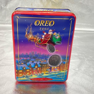 Vintage Oreo 1995 Christmas Collectible Tin Santa Sleigh Advertising ...
