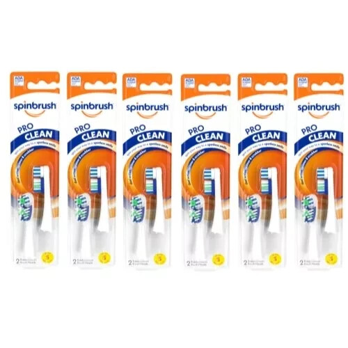 NEW 6 Spinbrush Pro Clean Replacement SOFT Brush Heads (12 Total) FAST ...