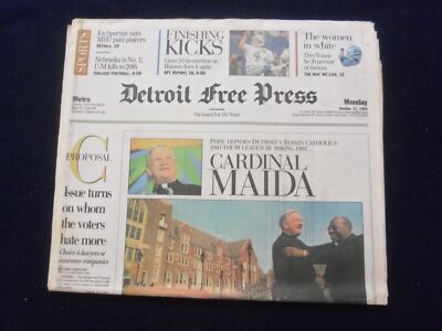1994 OCT 31 DETROIT FREE PRESS NEWSPAPER - POPE HONORS CARDINAL MAIDA ...