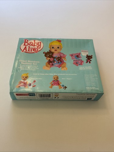 Baby Alive Sweet Slumbers Bedtime Set Pajamas Diaper Teddy Bear Damaged ...