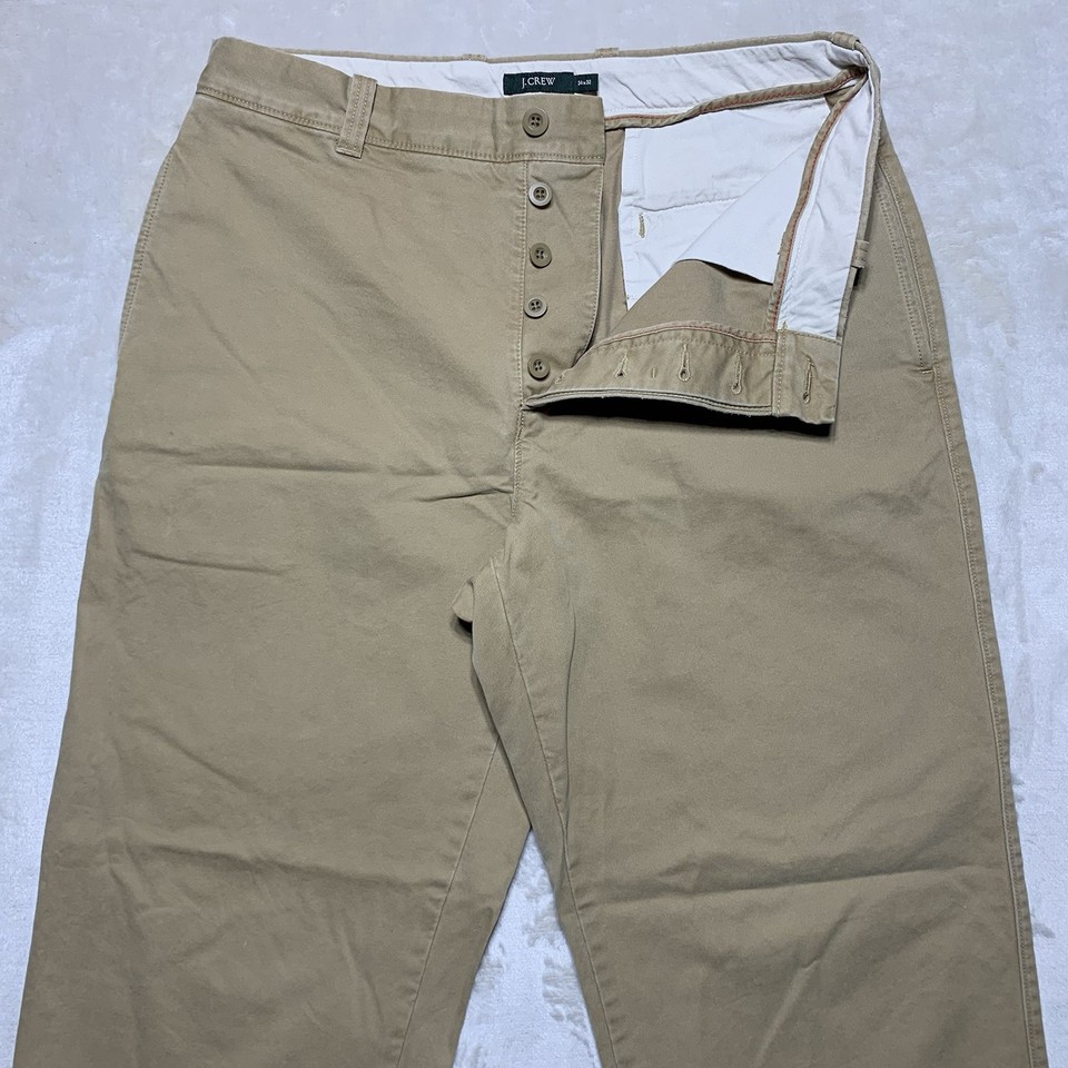 VTG J Crew Officer's Chino Pants Men 34x32 Khaki Button Fly Military ...