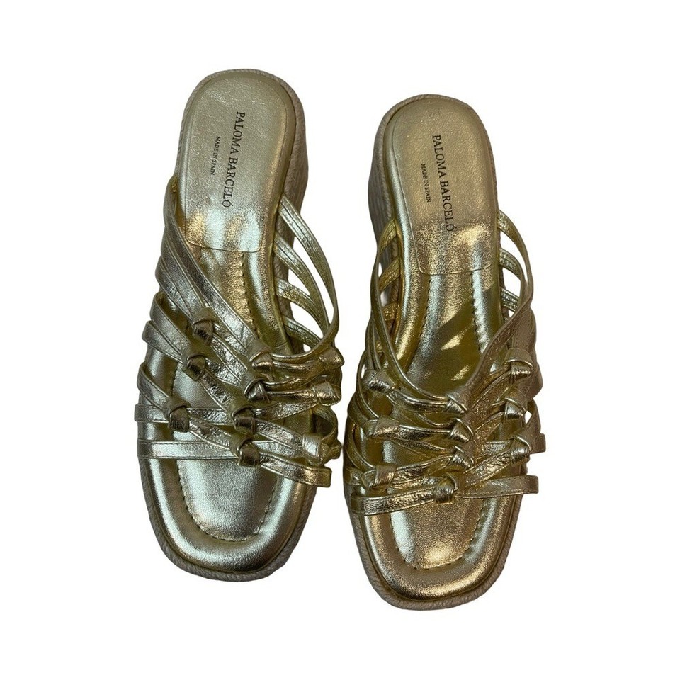 Paloma Barcelo "Jama" Gold Leather Sandals Women's Espadrilles Made in ...