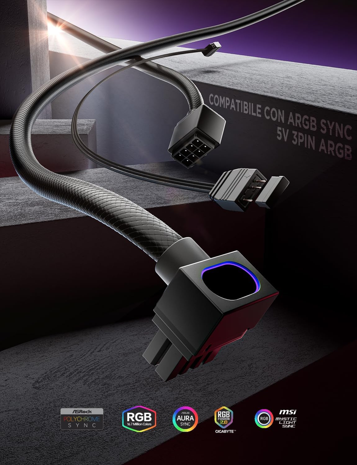 Hydrus 8 Pin CPU PSU Cavo Prolunga PC 8 Pin Sleeved Cable per CPU ...