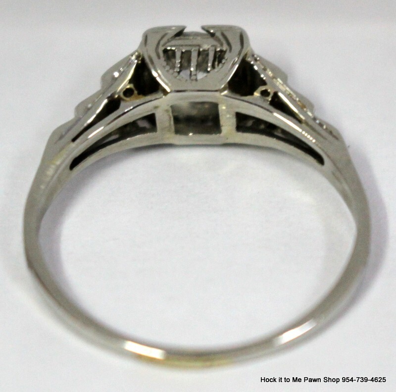 18k White Gold Art Deco Old European Cup Diamond 0.50ct Ring - Size 6¼ ...