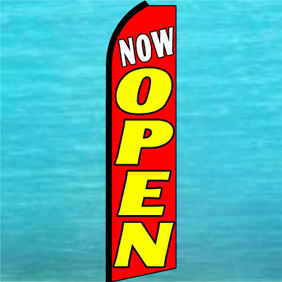 NOW OPEN FLUTTER FLAG Tall Feather Swooper Banner Advertising sign | eBay