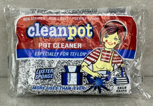 VTG 80s CLEANPOT Pot Cleaner Non-Scratch Teflon Scrubber Luster Sponge ...