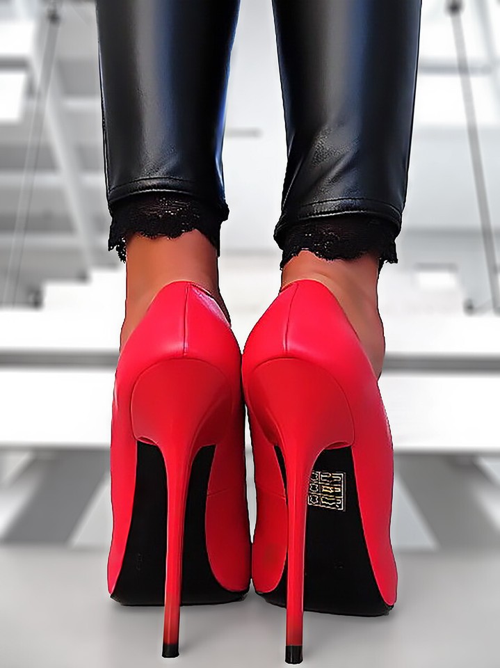 1969 Made in Italy Best Leather High Heels Iconic Anouk R41 Pumps Red ...