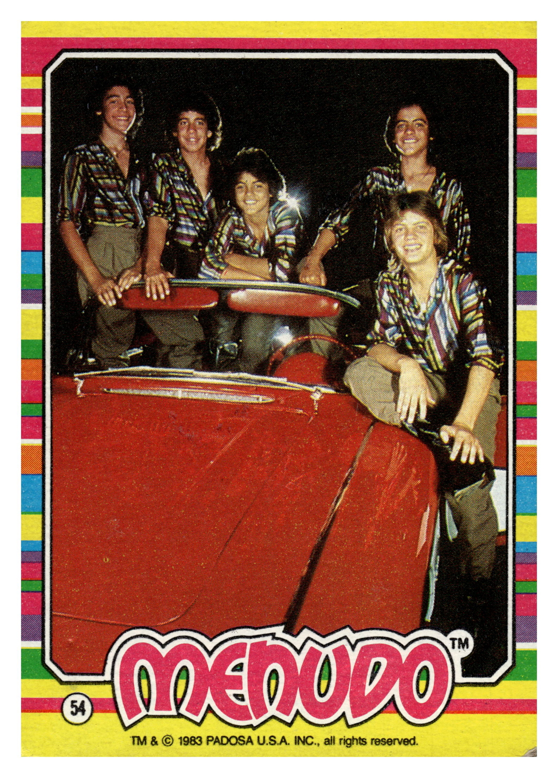 1983 Topps Menudo #54 Puzzle Back Pop Music Puerto Rico Boy Band in Car ...