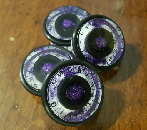 4 Guitar Speed Grip Speed Knobs 0-11#s... Purple Flake & White Swirl ...