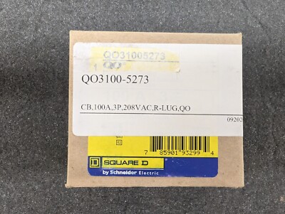 New, Schneider Electric, QO31005273, SQUARE D - CB 100A 3P 208VAC R-LUG ...