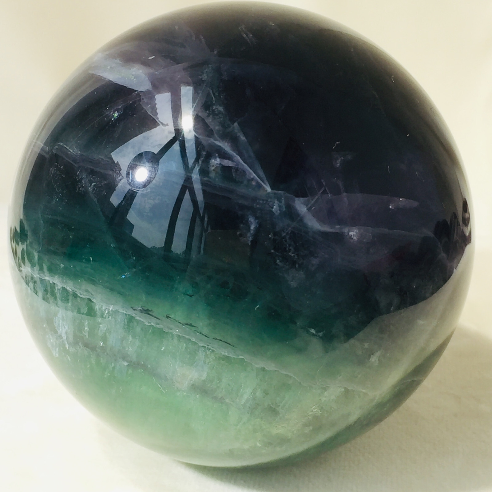 772g Large Clear Green Fluorite Quartz Crystal Sphere Genius Stone ...