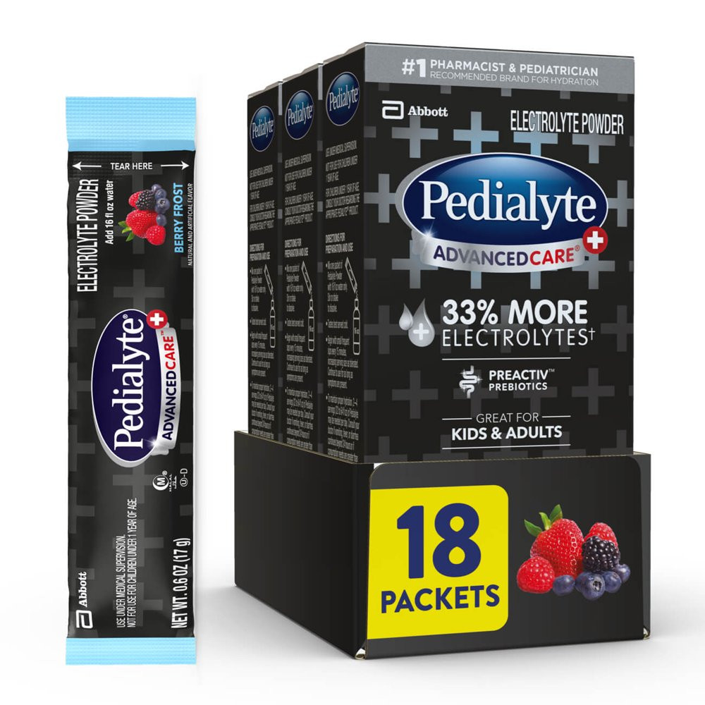 Pedialyte AdvancedCare Plus Electrolyte Drink Powder Packets 0.6 Oz 18 ...