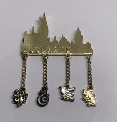 Harry Potter Hogwarts Castle House Crest Dangle Dangly Charms Lapel Pin ...