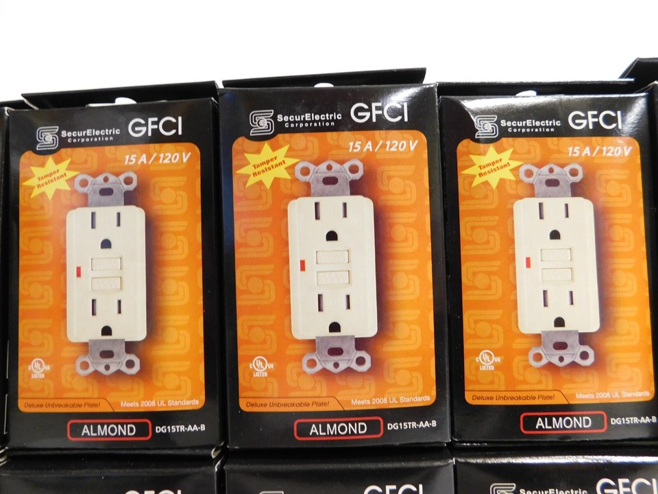[10 Pack] 15 Amp GFCI Outlet, Tamper-Resistant(TR) GFI UL Listed ALMOND ...