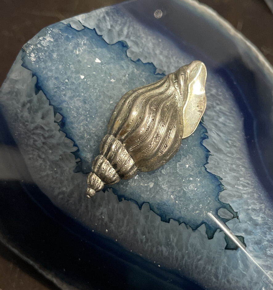 BEAU STERLING SILVER SEASHELL PIN BROOCH 2 X 3/4 INCHES 4.6 GRAMS | eBay
