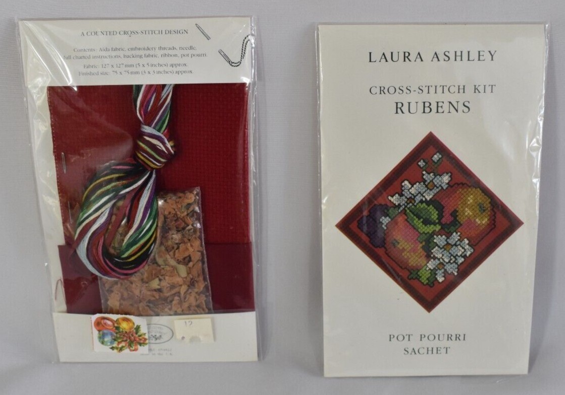 Laura Ashley Rubens Counted Cross Stitch Kit Lot of 2 Potpourri Sachet ...