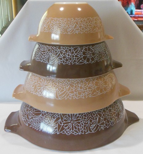 Pyrex Cinderella Nesting Mixing Bowls Set of 4 Woodland 441 442 443 ...