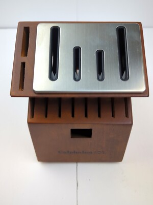 CALPHALON 15 Slot Hardwood Knife & Scissors Storage Block Cherry Finish ...