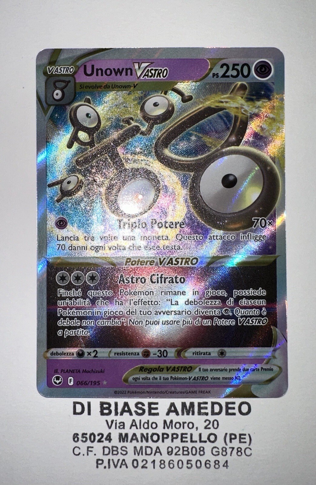 Pokemon Unown V Astro Full Art 066/195 Tempest Silver Ita NM/Mint | eBay