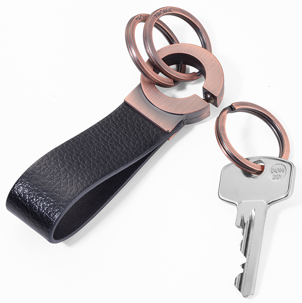 Troika KEY CLICK Leather Key Ring Fob with 3 Rings in black, brown ...