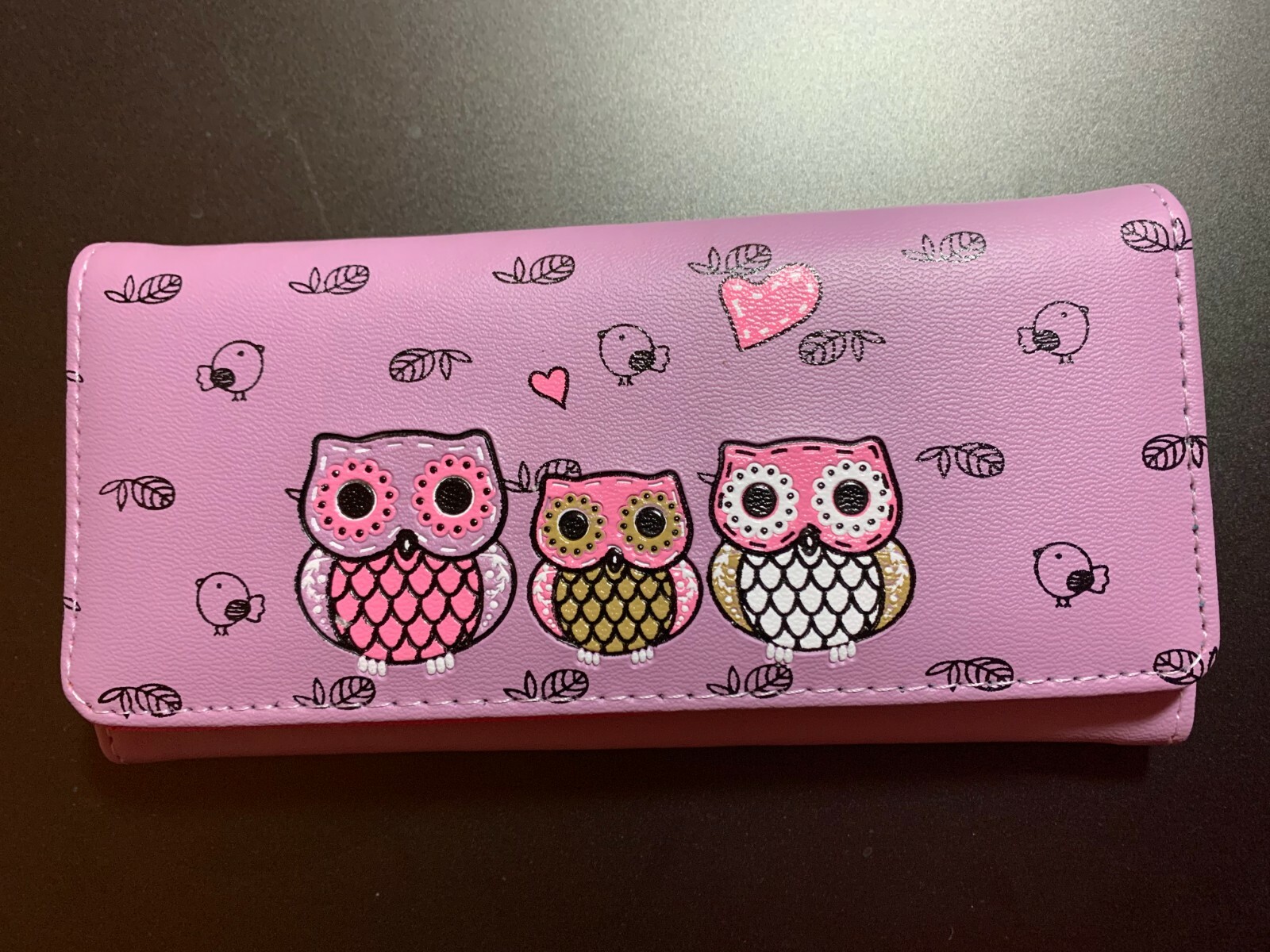 WOMEN'S LEATHER BOTUSI WALLETS WITH OWLS, BIRDS, IN PINK COLORS BRAND ...